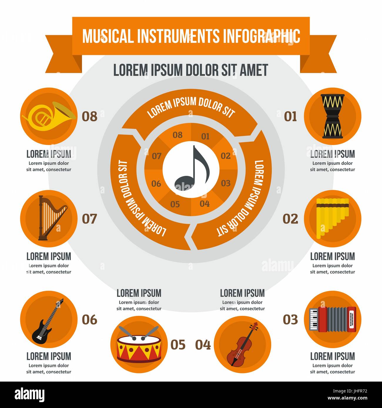 Musical instrument infographic concept, flat style Stock Vector Image ...