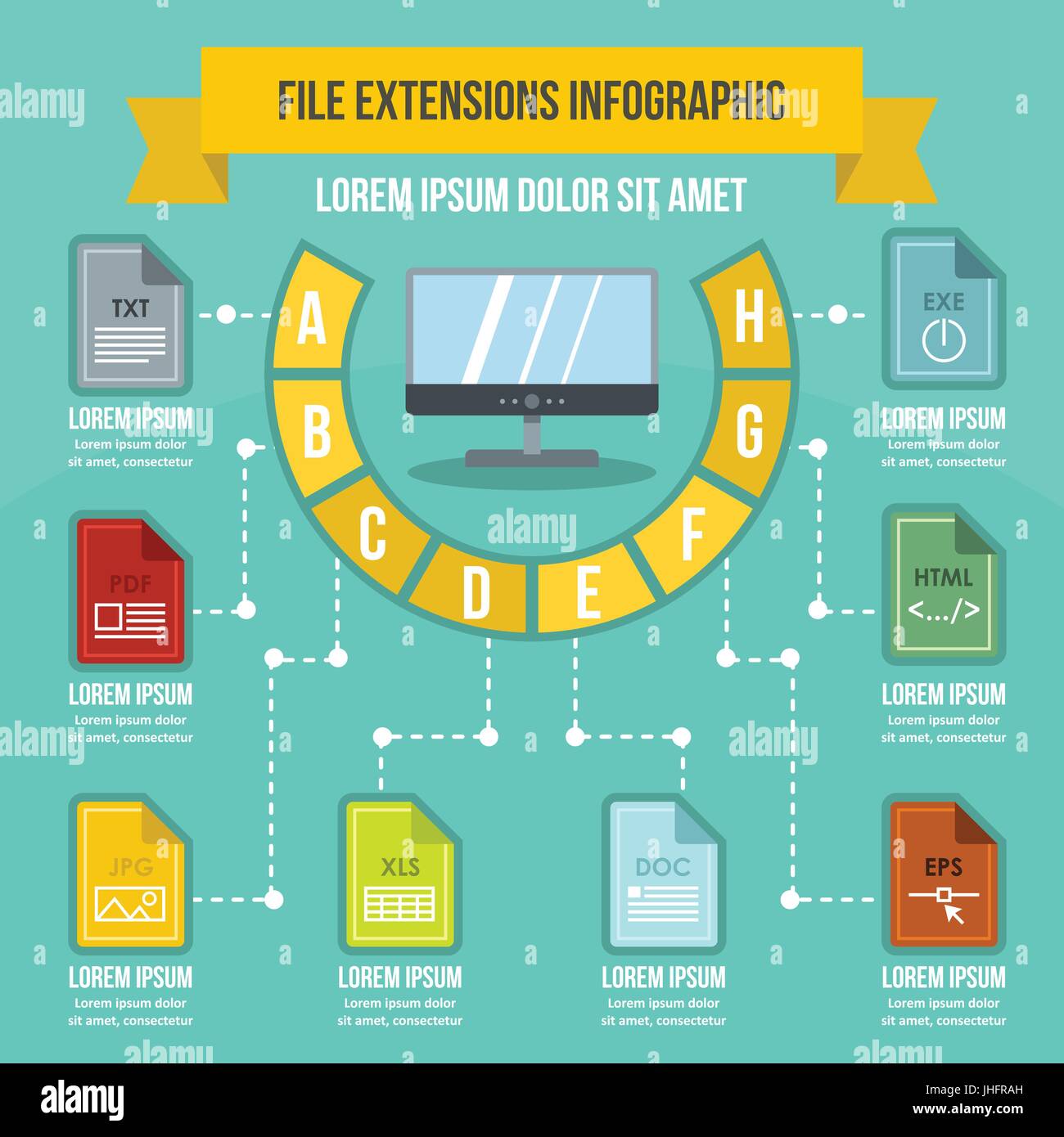 File extensions infographic concept, flat style Stock Vector Image ...