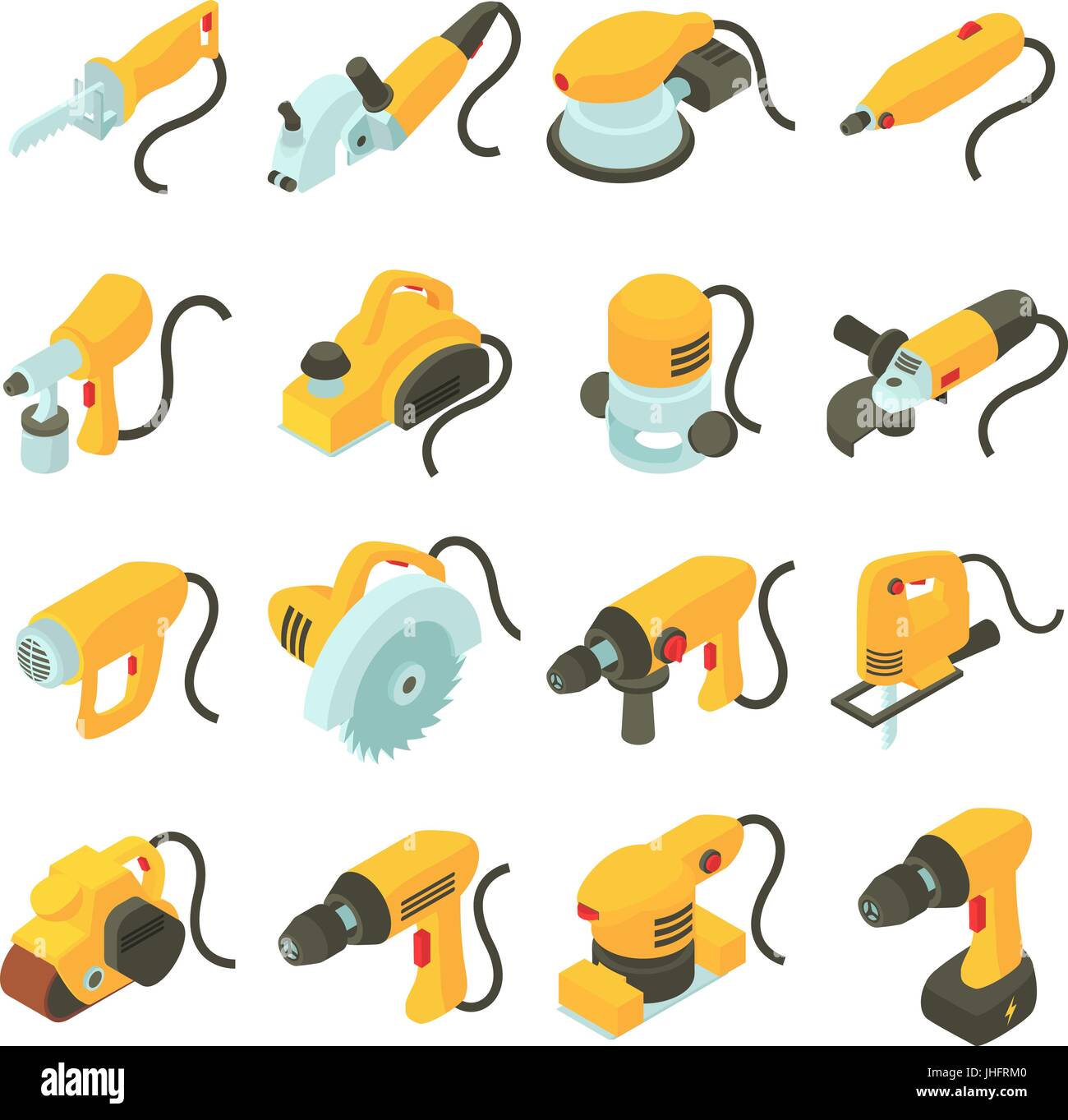 Electric tools icons set, isometric cartoon style Stock Vector Image ...
