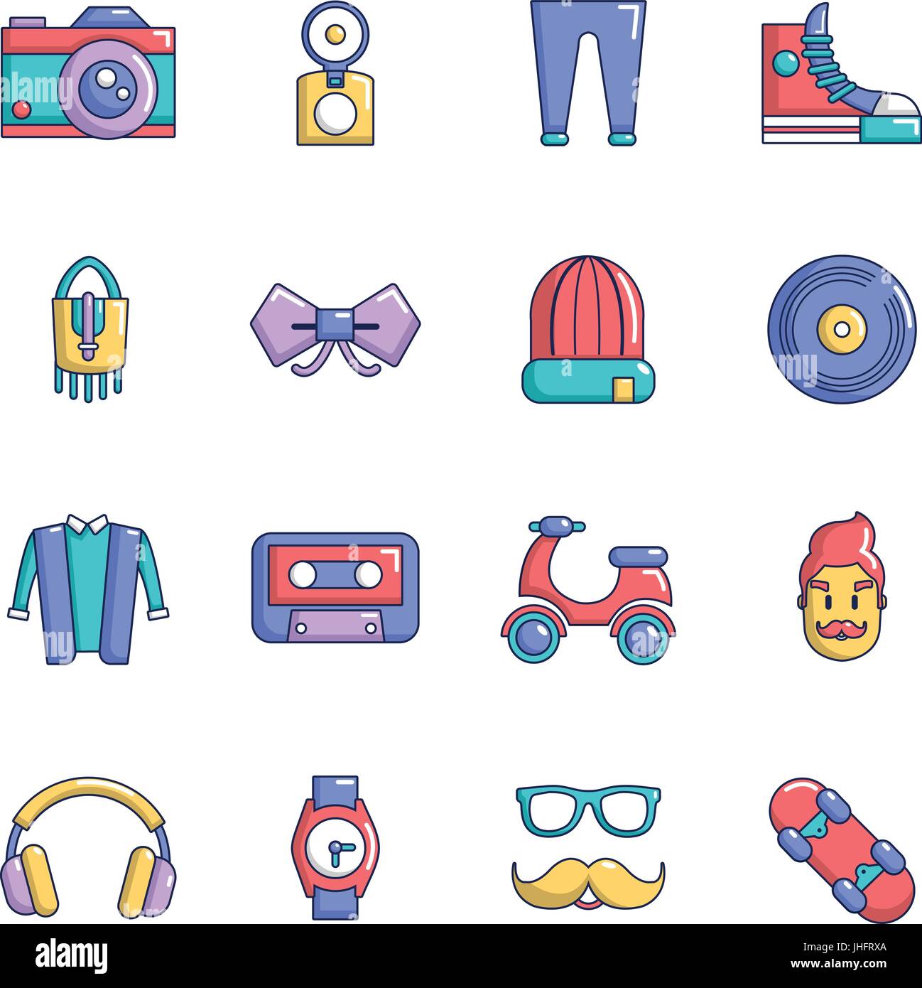 Hipster symbols icons set, cartoon style Stock Vector Image & Art - Alamy
