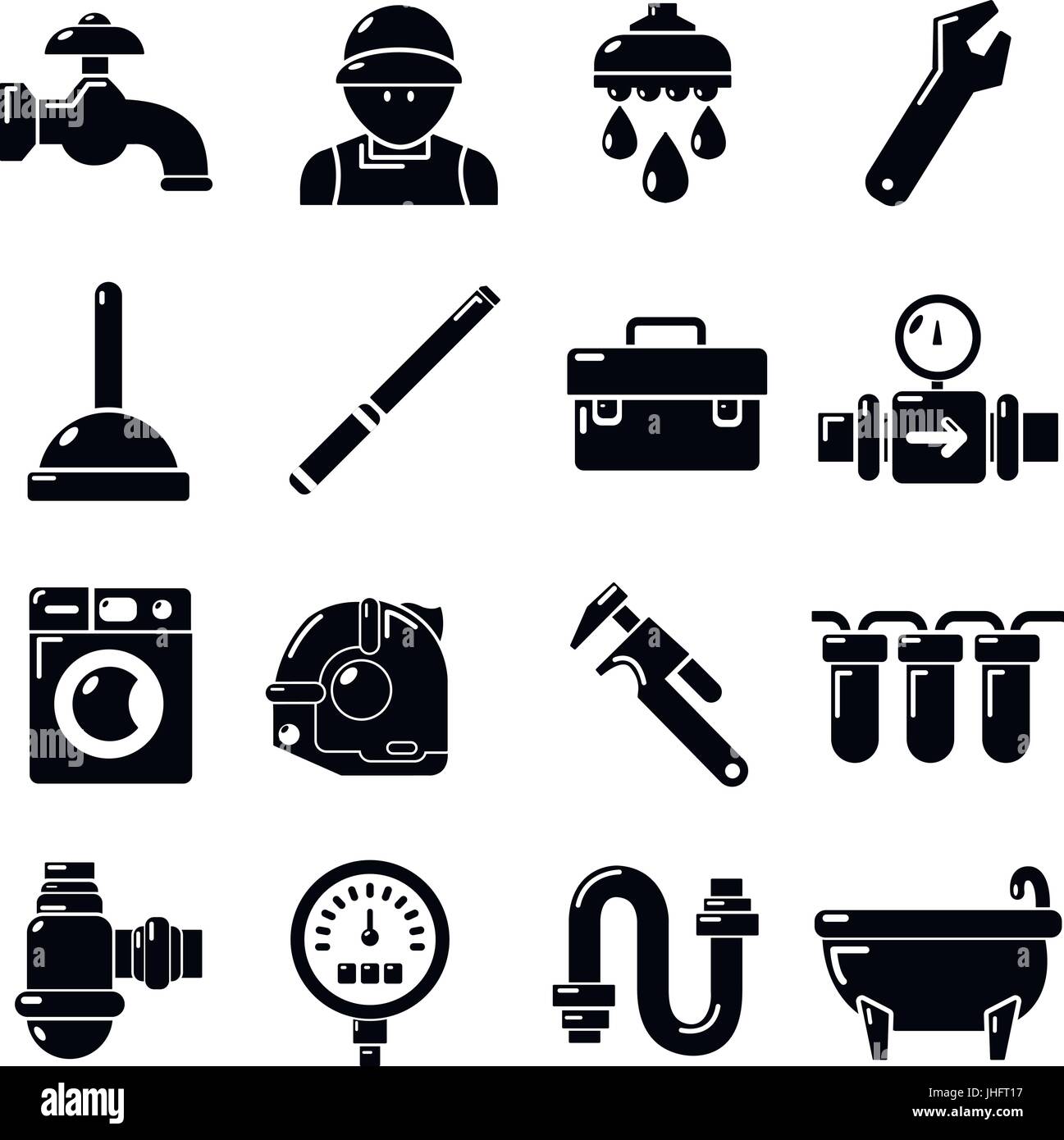 Plumber symbols icons set, simple style Stock Vector Image & Art - Alamy