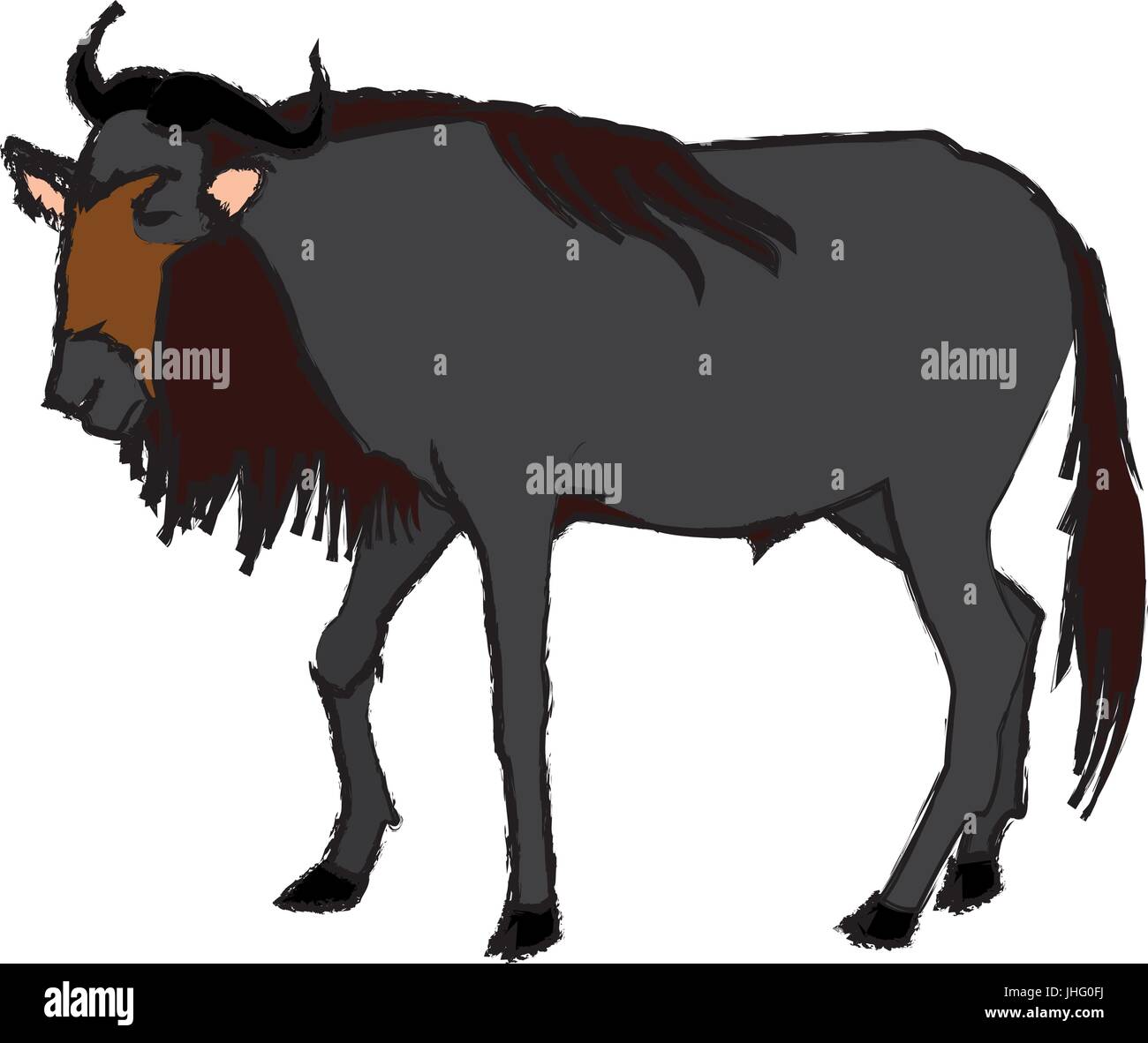 wildebeest standing african wildlife animal Stock Vector Image & Art ...