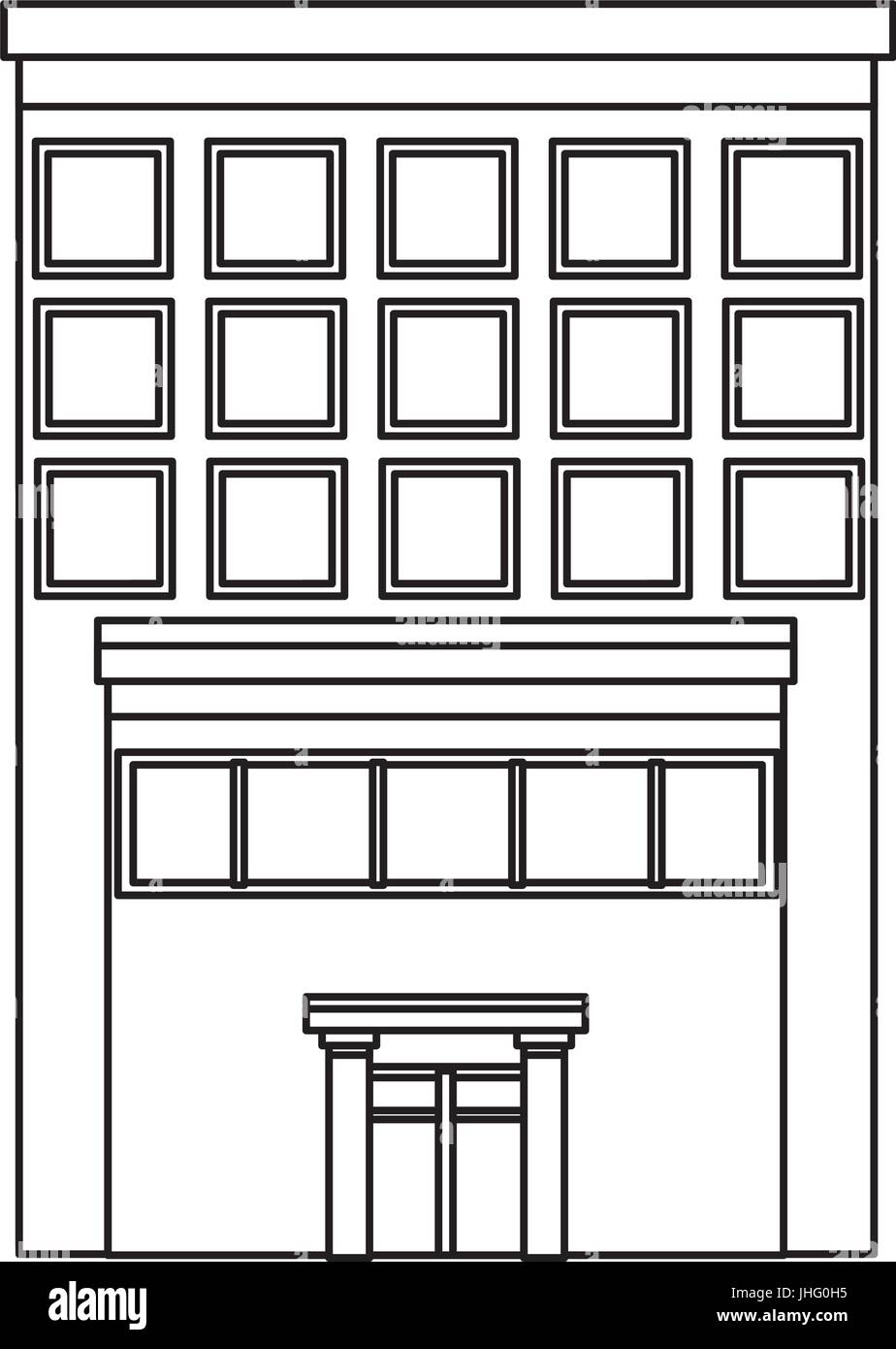 business building center facade office exterior column Stock Vector ...