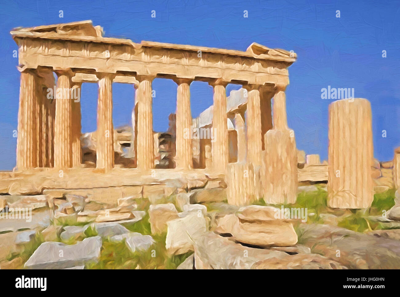 The Parthenon, Athens. --Digital Photo Art Painting Stock Photo - Alamy