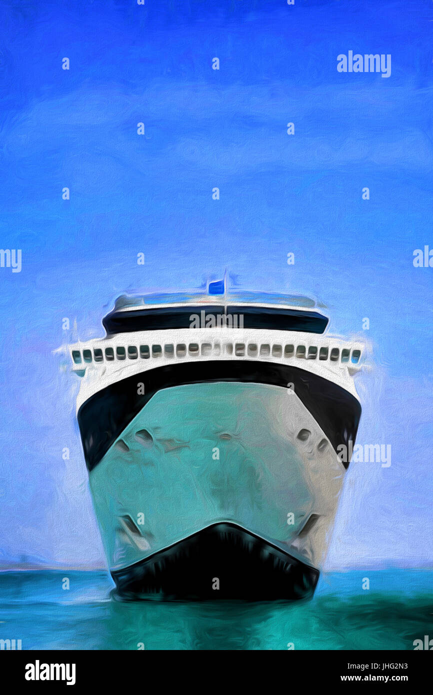 Cruise ship bow view. --Digital photo art painting Stock Photo - Alamy