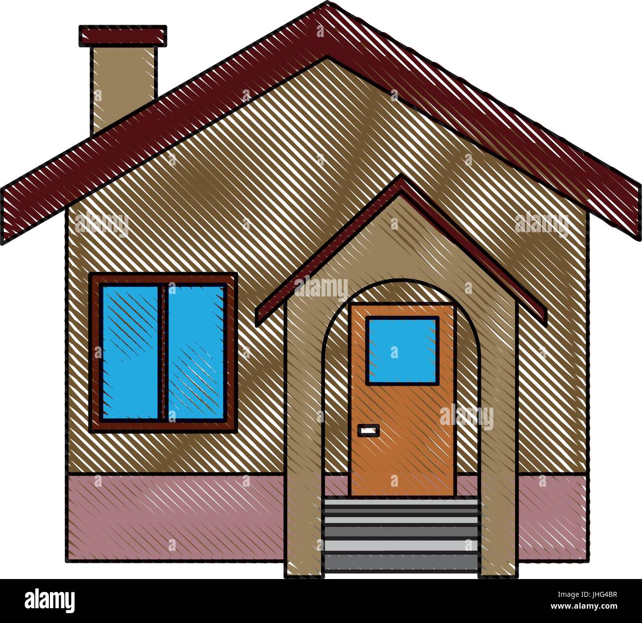 facade house home stairs chimney door exterior Stock Vector Image & Art ...