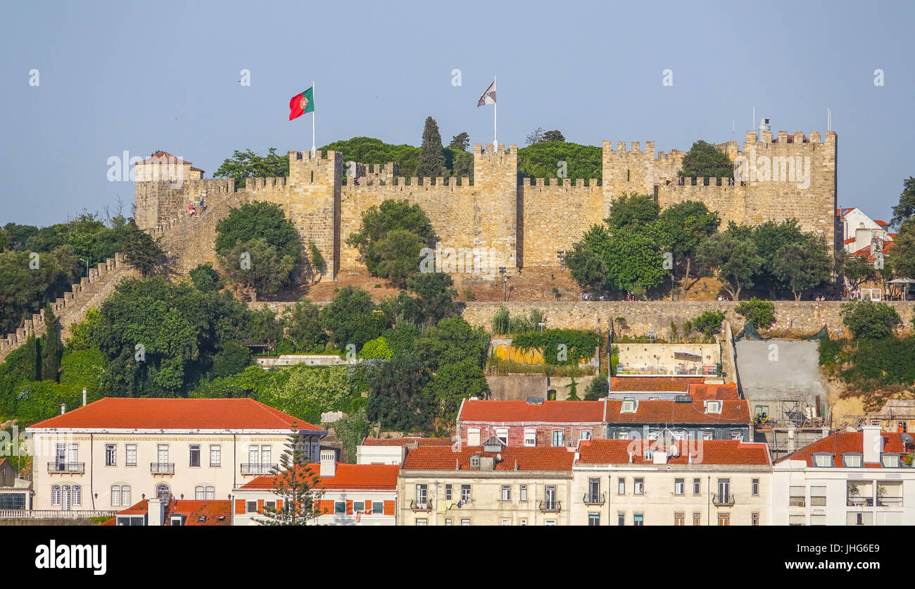 Saint Georges Castle on the hill of Alfama in Lisbon - LISBON, PORTUGAL ...