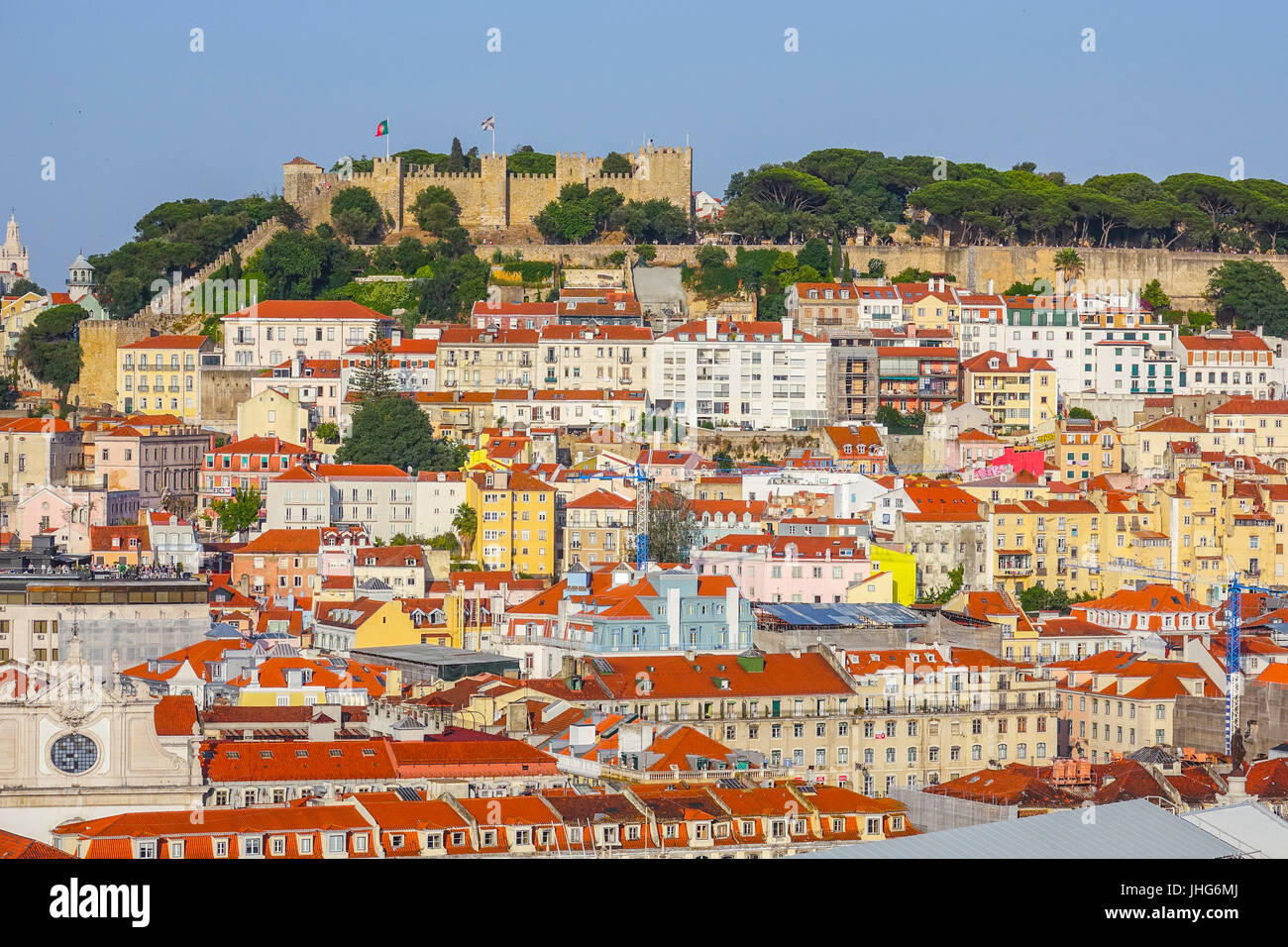 Amazing aerial view over the city of Lisbon - LISBON, PORTUGAL 2017 ...