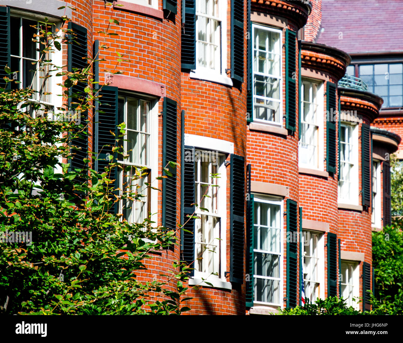 historic red brick row houses in Boston's Beacon Hill neighborhood ...