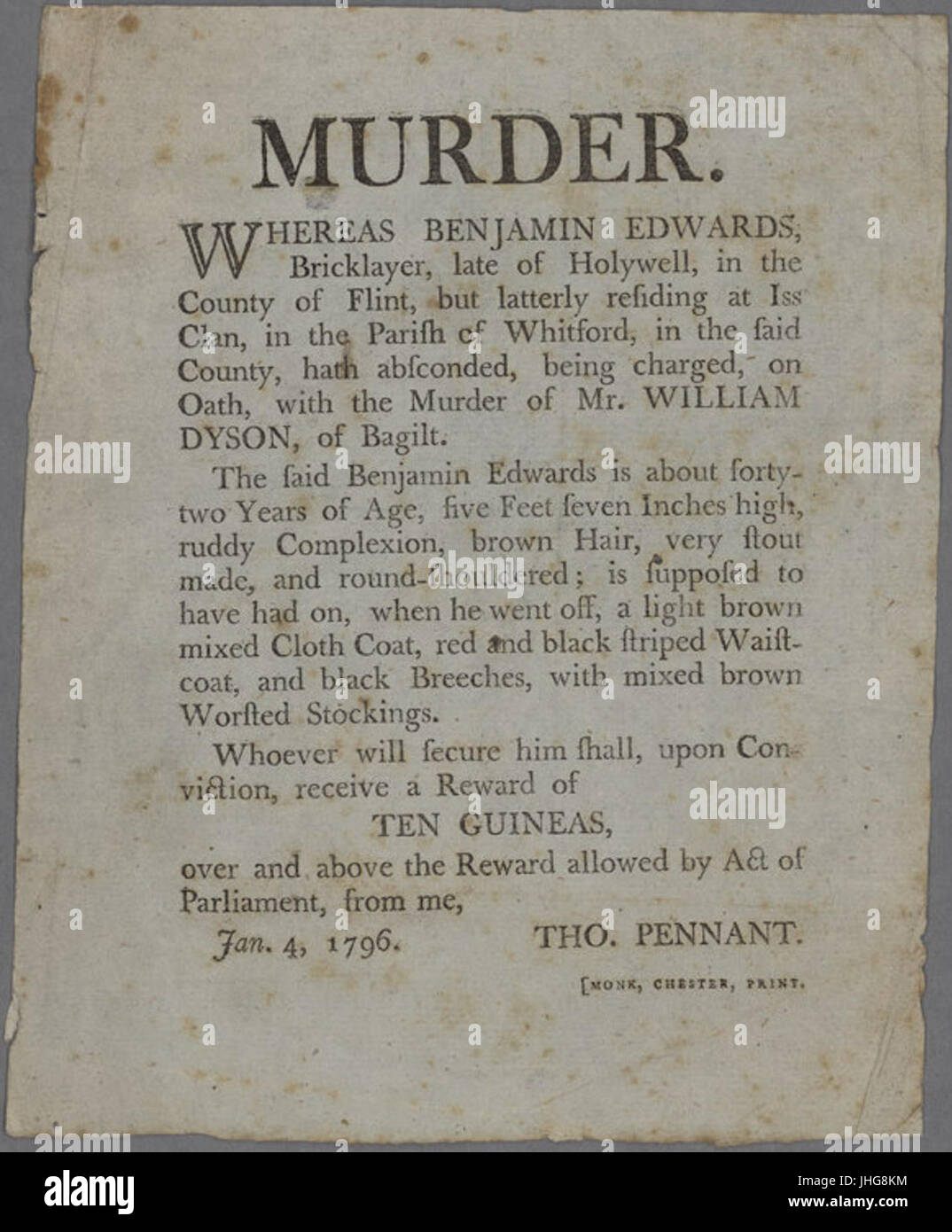 Murder poster 1796 Stock Photo - Alamy