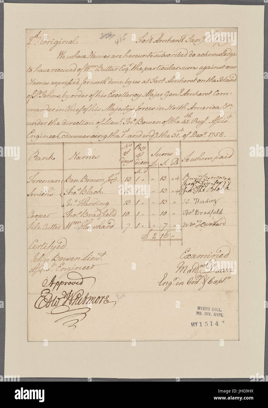 Bowen, John, et. al. Fort Amherst (NYPL b11868620-5378254 Stock Photo ...