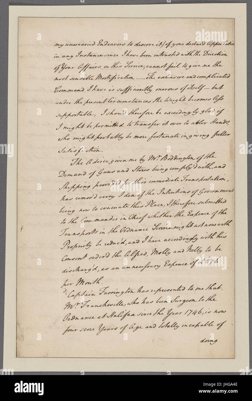 Pattison, Jas. New York. To Lieutenant General and (the) rest of the ...