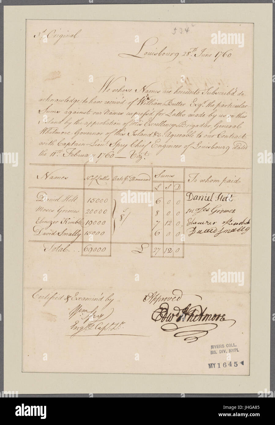 Whitmore, Edward. Louisbourg (NYPL b11868620-5382419 Stock Photo - Alamy
