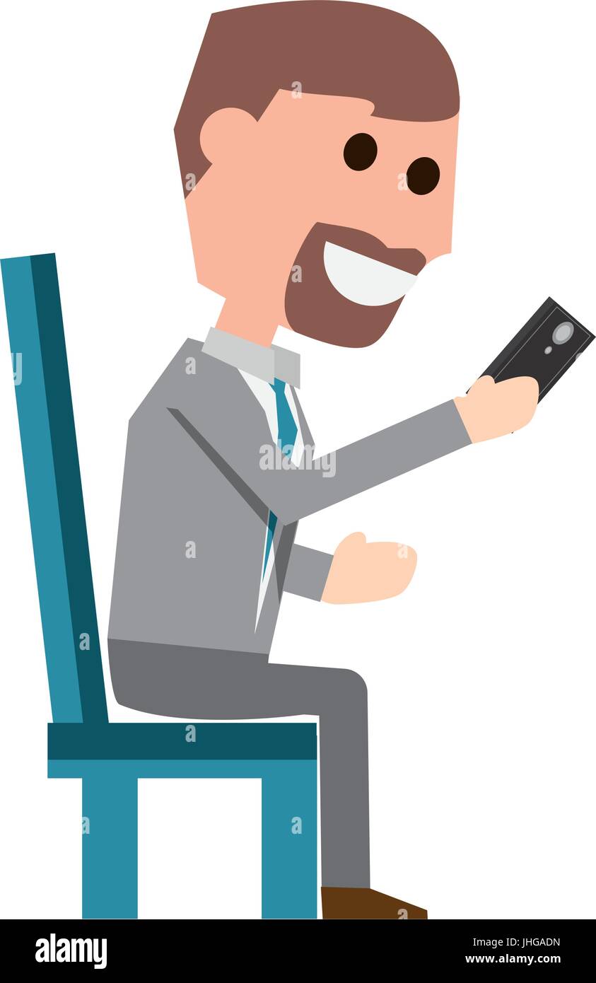 Young man with smartphone cartoon icon vector illustration graphic ...