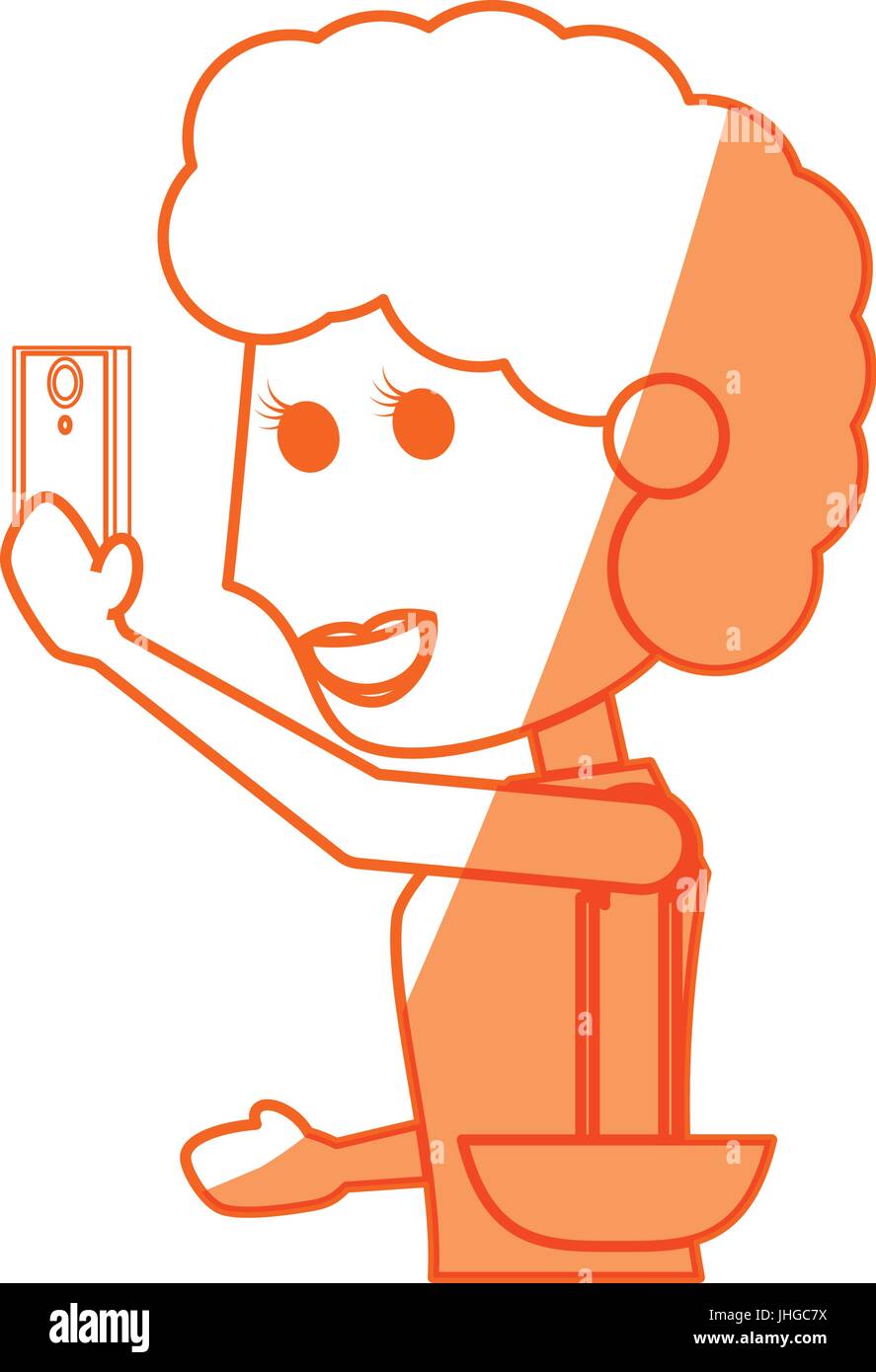 Young woman with smartphone cartoon icon vector illustration graphic ...