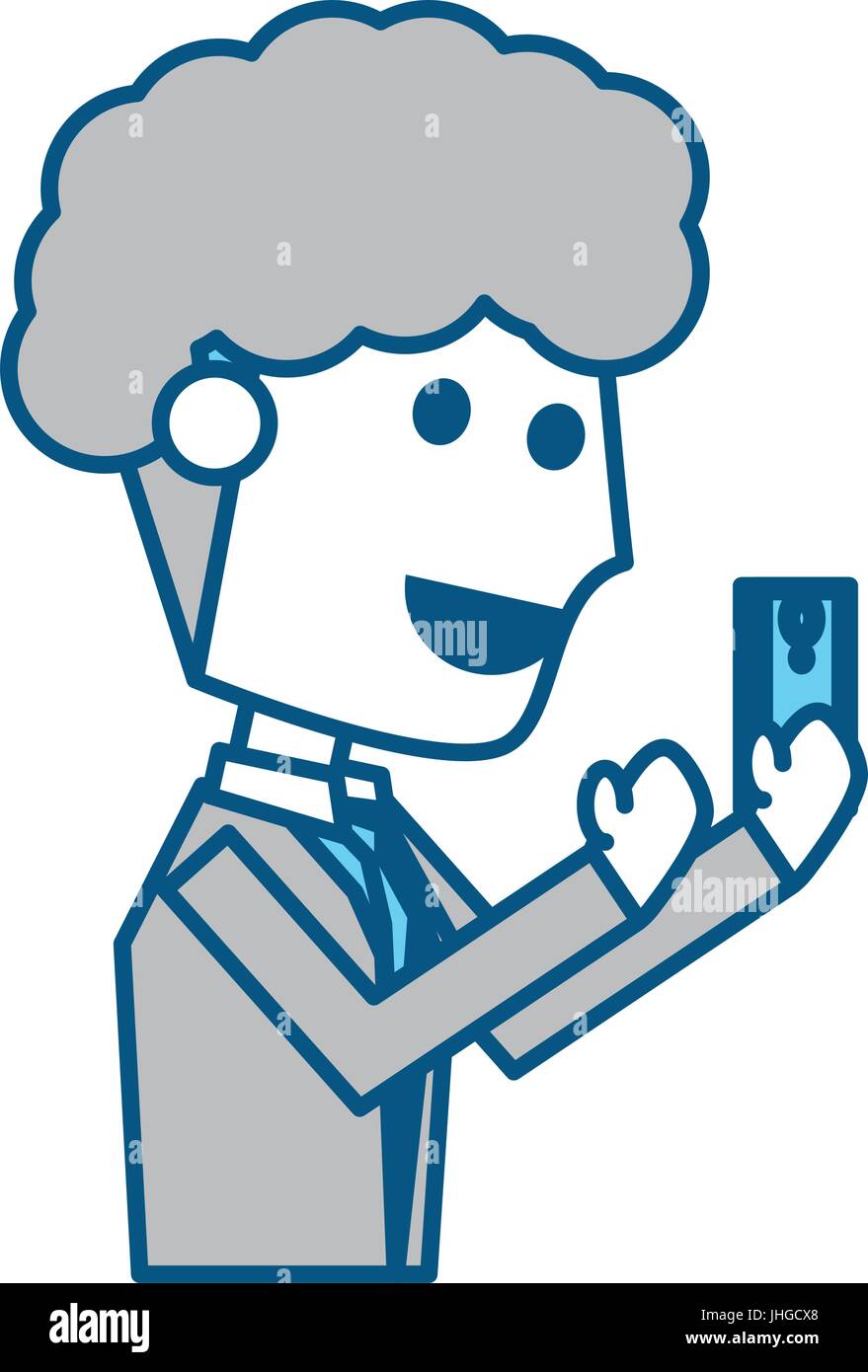 Young man with smartphone cartoon icon vector illustration graphic ...