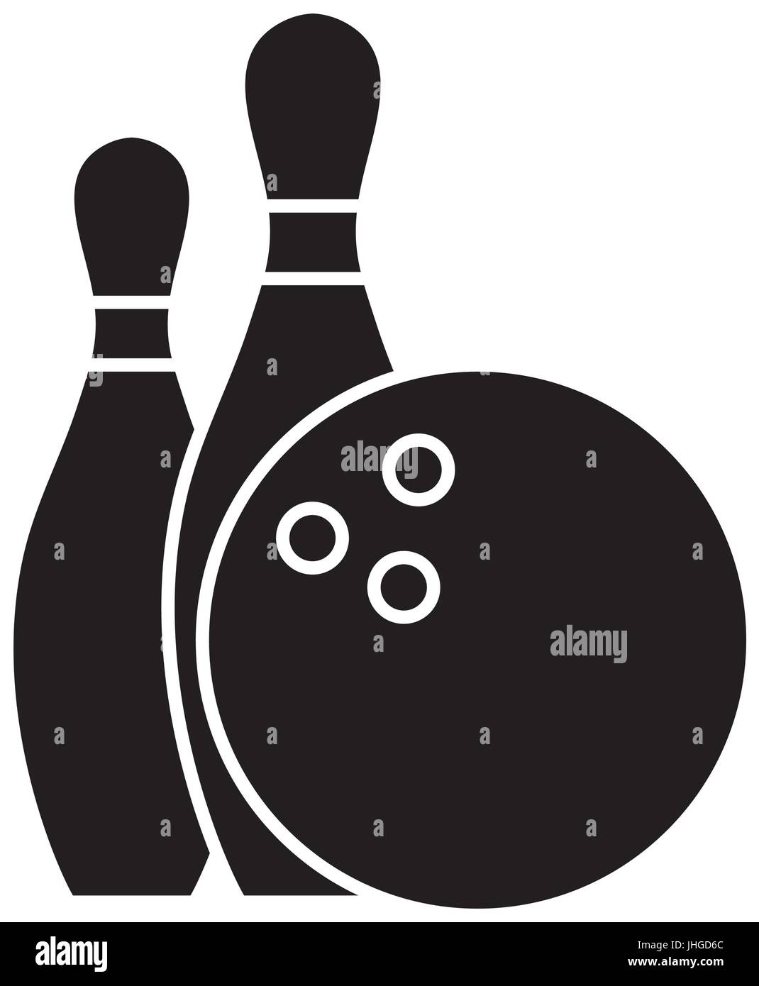 bowling pins and ball icon over white background vector illustration ...