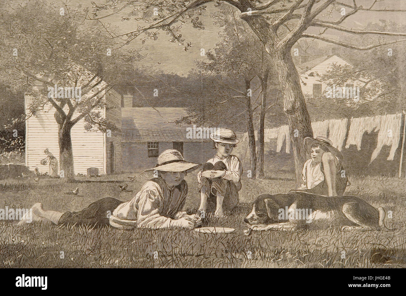 Winslow Homer - The Nooning, 1873 (Utah Museum of Fine Arts Stock Photo ...