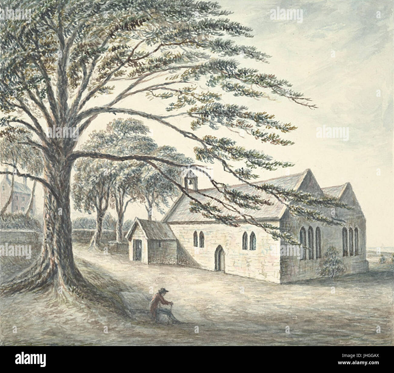 Llan-san-shore, or, Church of St. George and rectory, 1794 Stock Photo ...