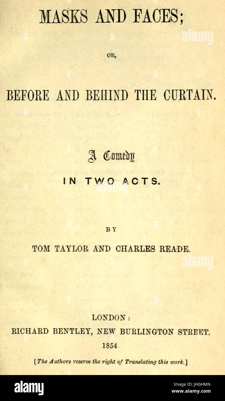 Masks and Faces (play) 1854 Stock Photo - Alamy