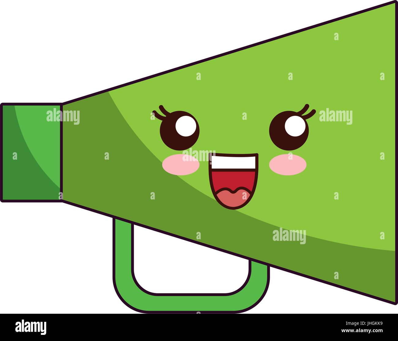 kawaii megaphone device icon over white background vector illustration ...