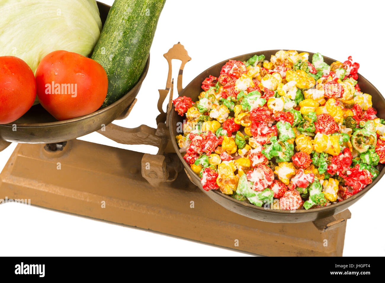 Healthy unhealthy food scales hi-res stock photography and images - Alamy