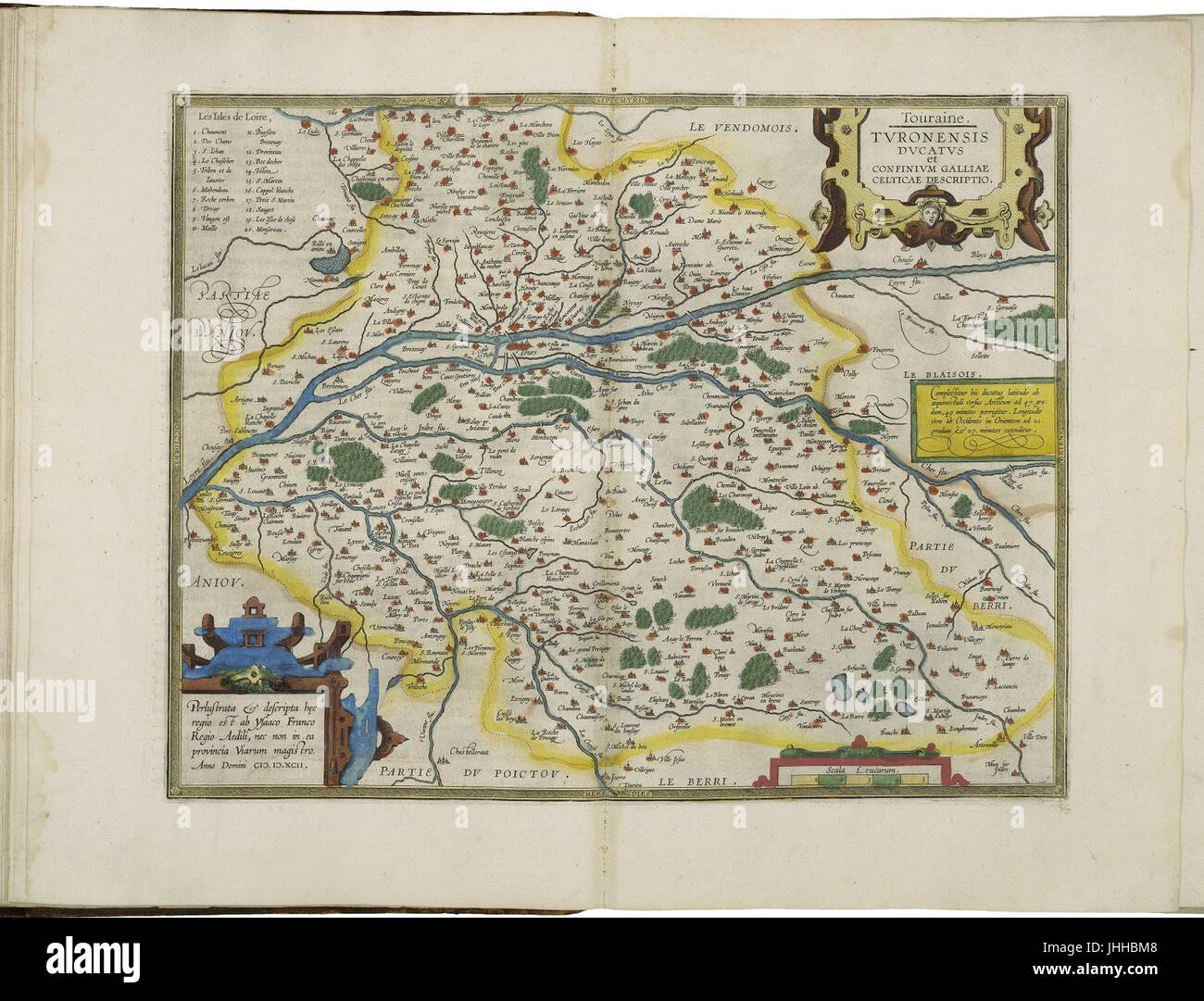 Map of the Touraine by Abraham Ortelius Stock Photo - Alamy
