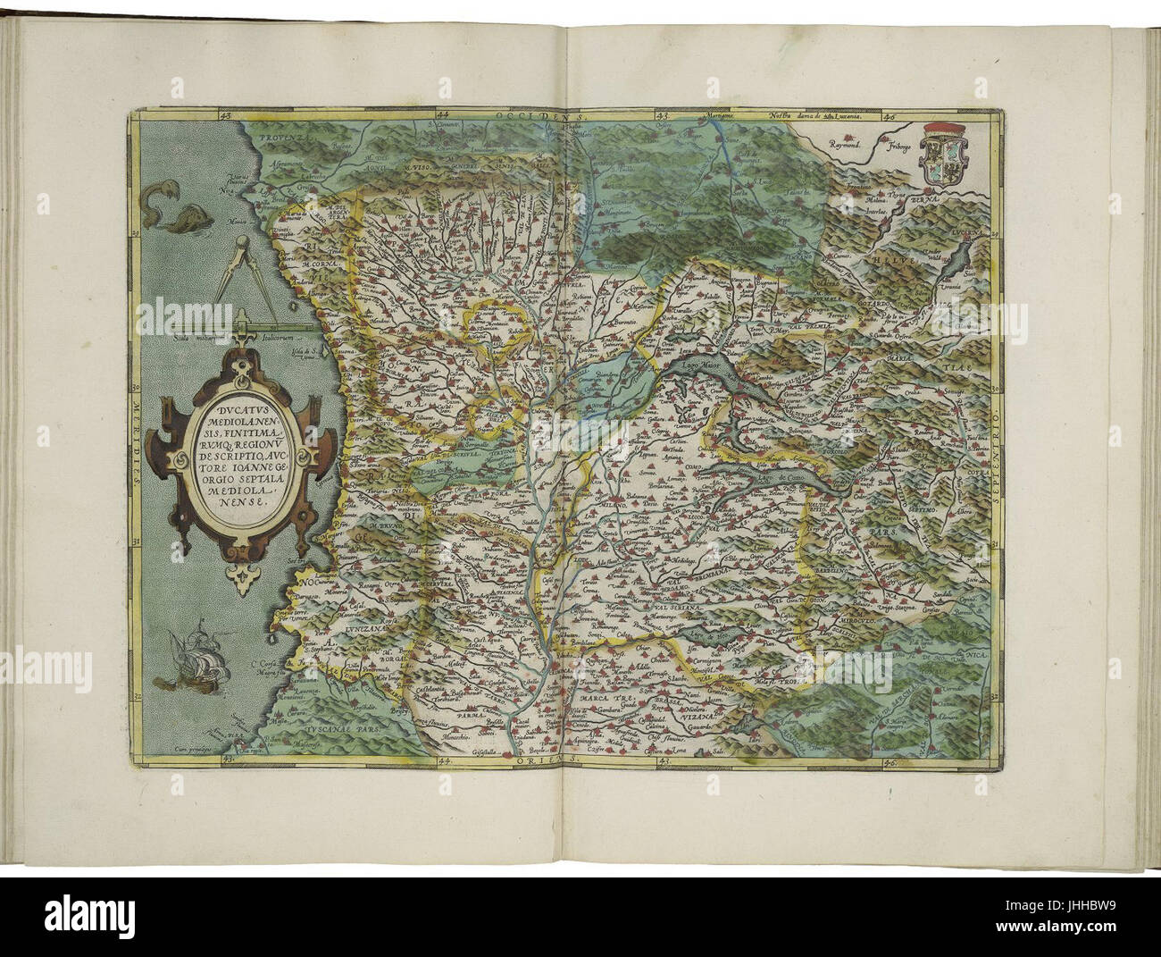 Map of the Duchy of Milan by Abraham Ortelius Stock Photo - Alamy