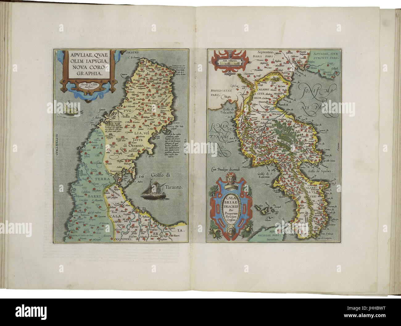 Maps of Apulia and of Calabria by Abraham Ortelius Stock Photo - Alamy
