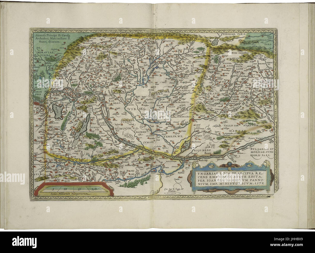 Map of Hungary (2nd) by Abraham Ortelius Stock Photo - Alamy