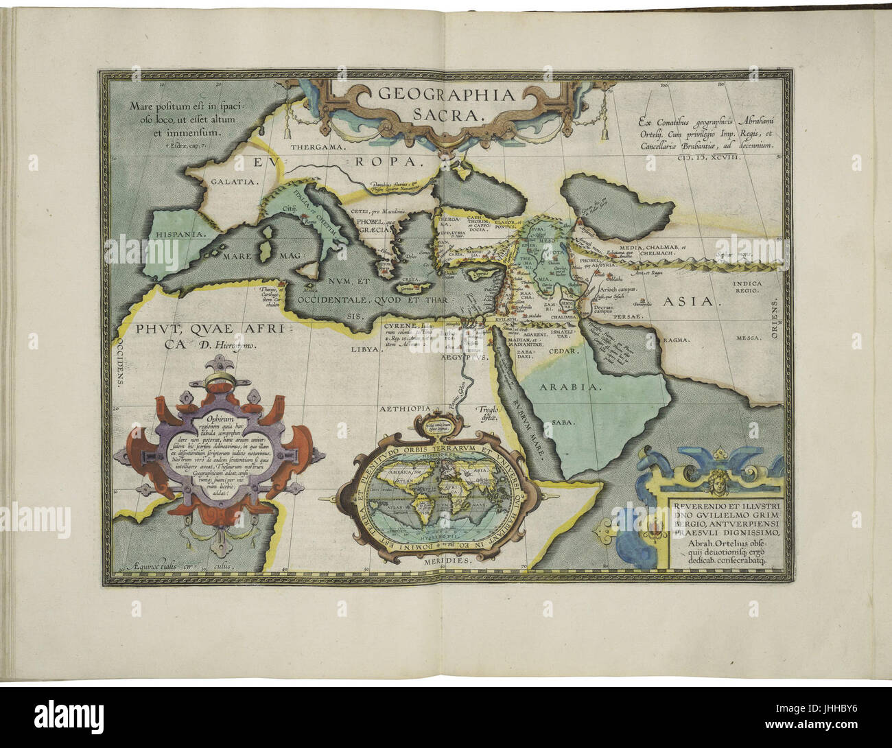 Map of sacred geography by Abraham Ortelius Stock Photo - Alamy