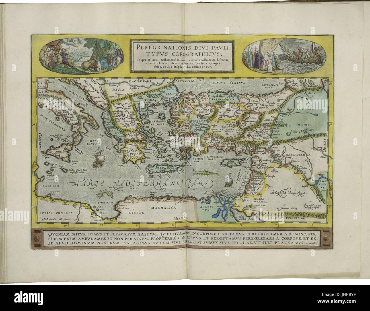 Map and images of the peregrination of Saint Paul by Abraham Ortelius ...