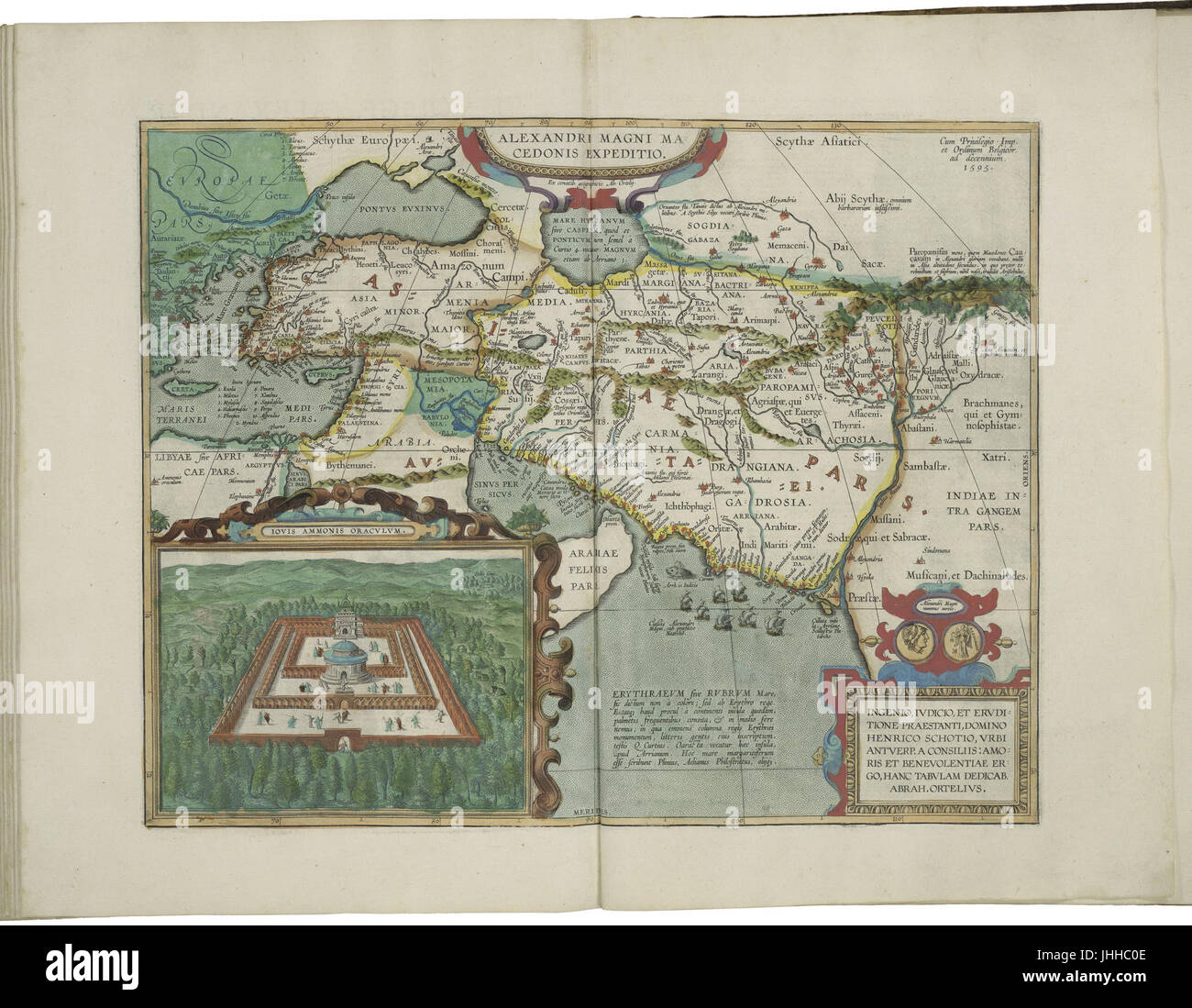 Map of the voyage of Alexander the Great and inset image of the Temple ...
