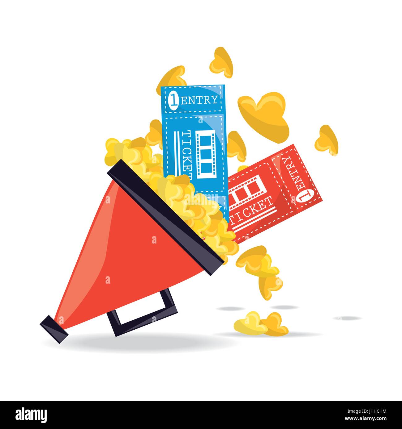 megaphone with popcorn and tickets to cinema Stock Vector Image & Art ...