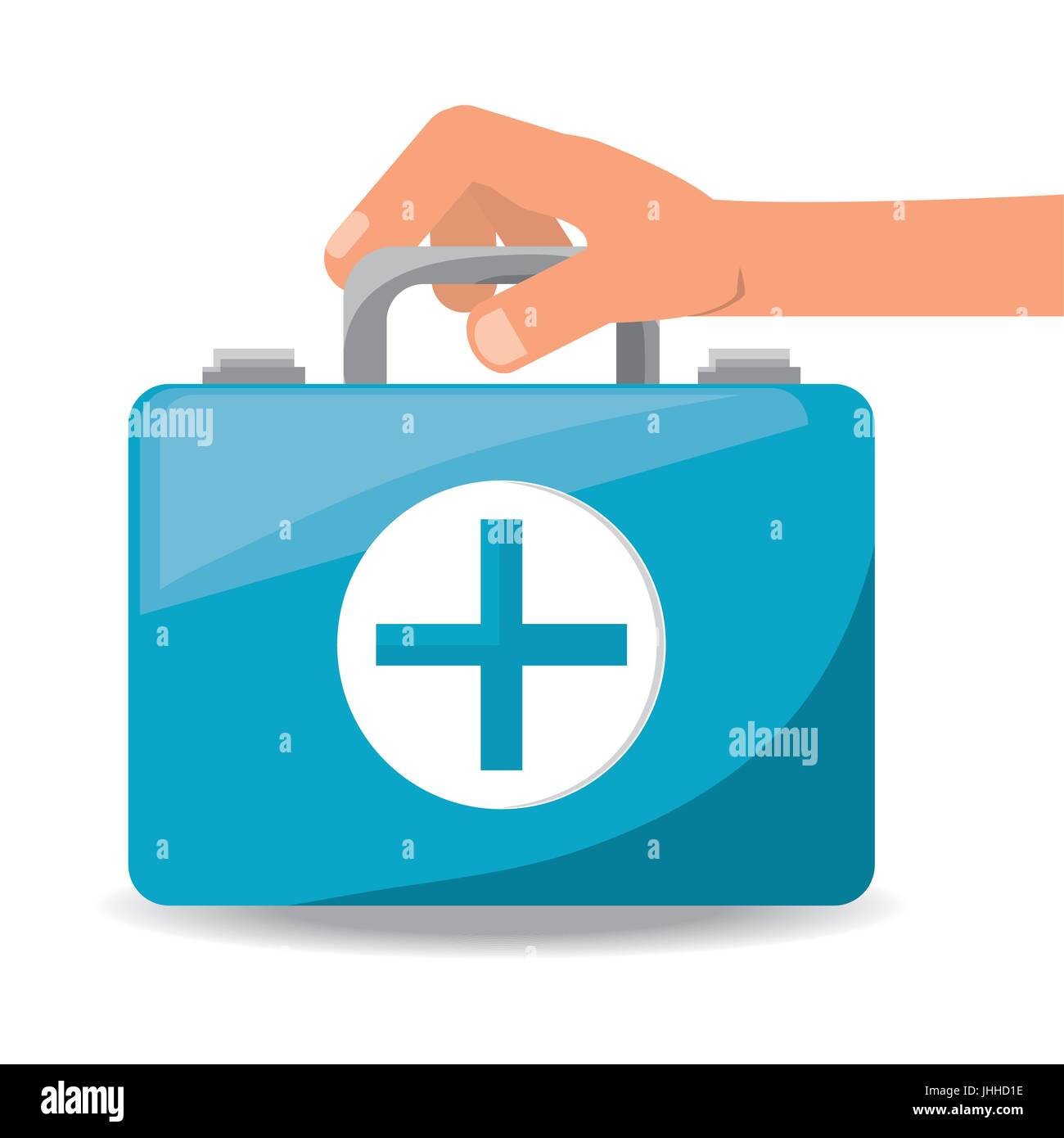 hand with suitcase first aid kit with medical tools Stock Vector Image ...