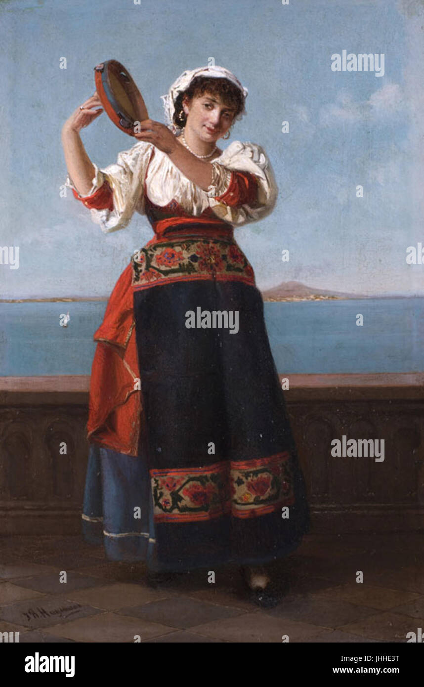 Jan Baptist Huysmans - Italian in costume with Neapolitan tambourin ...