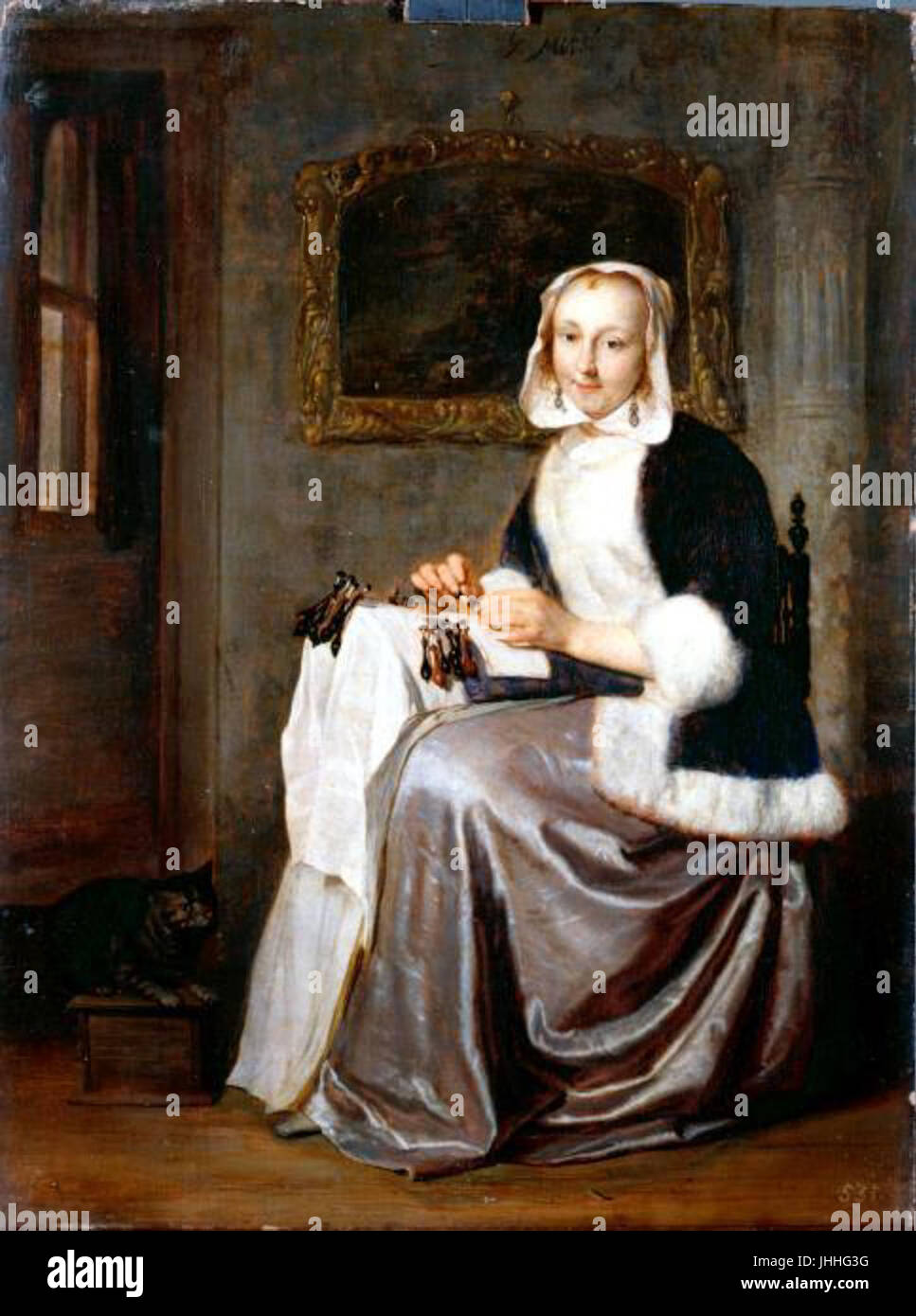 Gabriel Metsu - The Lacemaker Stock Photo - Alamy