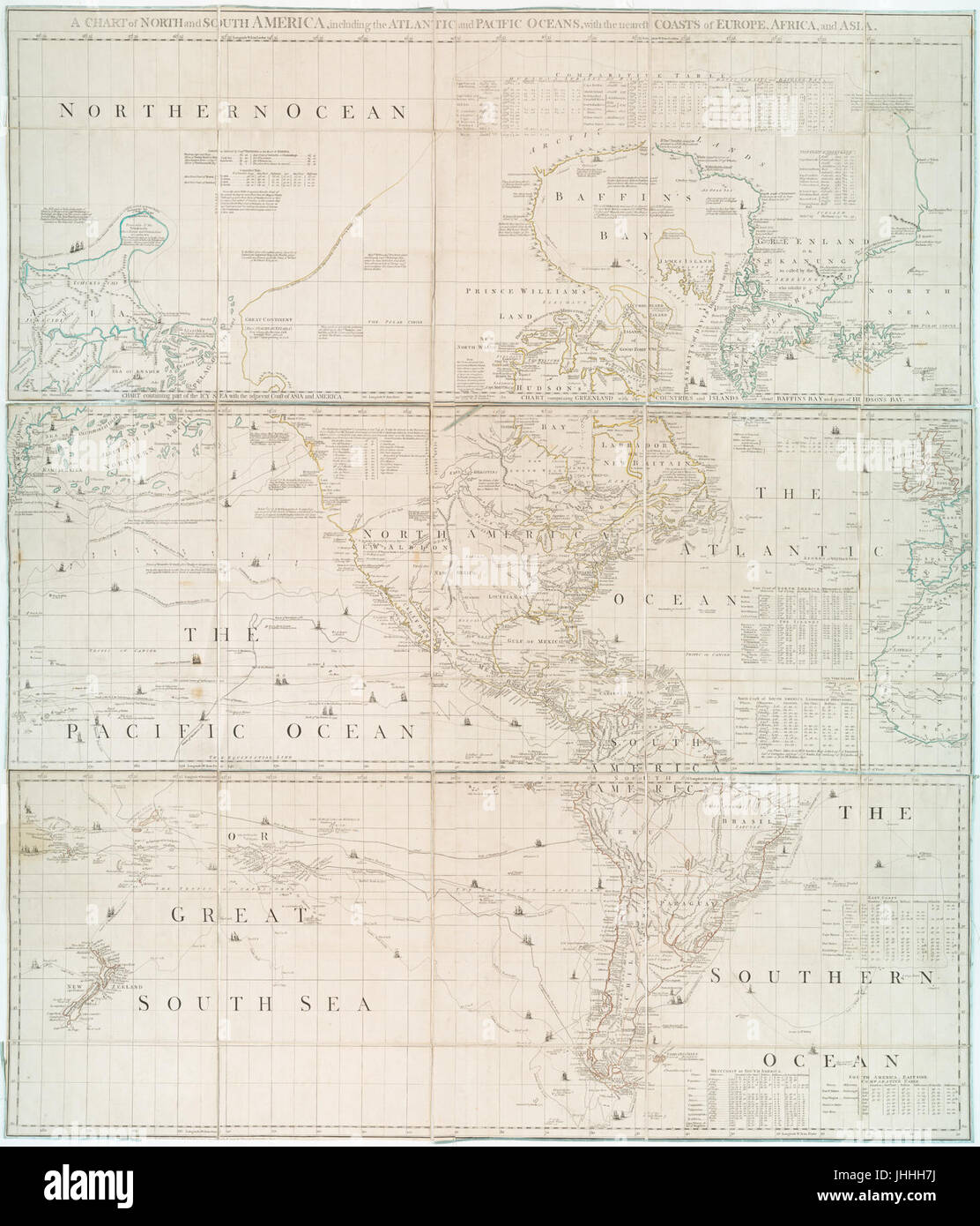 A chart of North and South America - including the Atlantic and Pacific ...