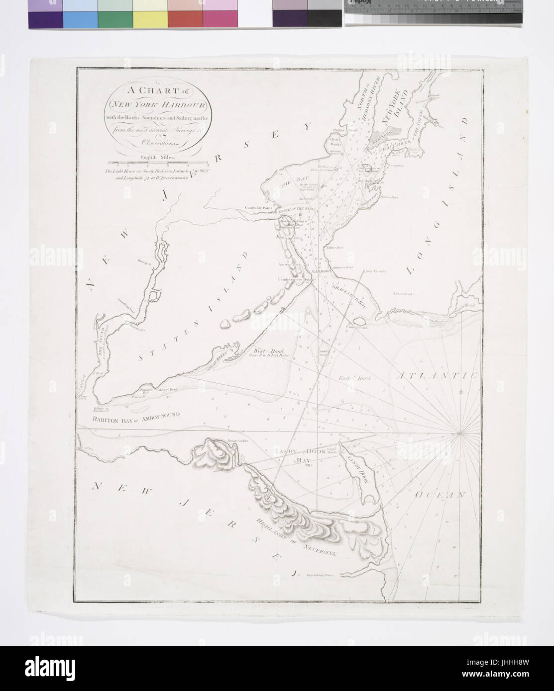A chart of New York Harbour - with the banks, soundings and sailing ...