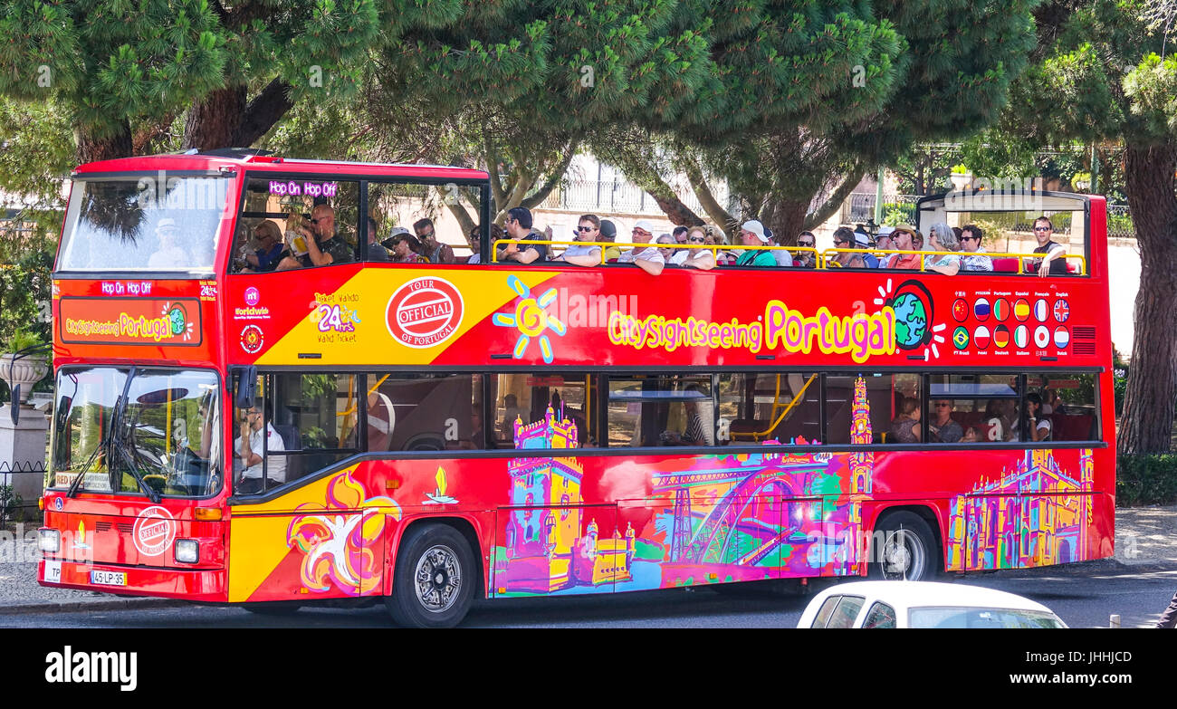Sightseeing tour by bus in the city of Lisbon - LISBON, PORTUGAL 2017 ...