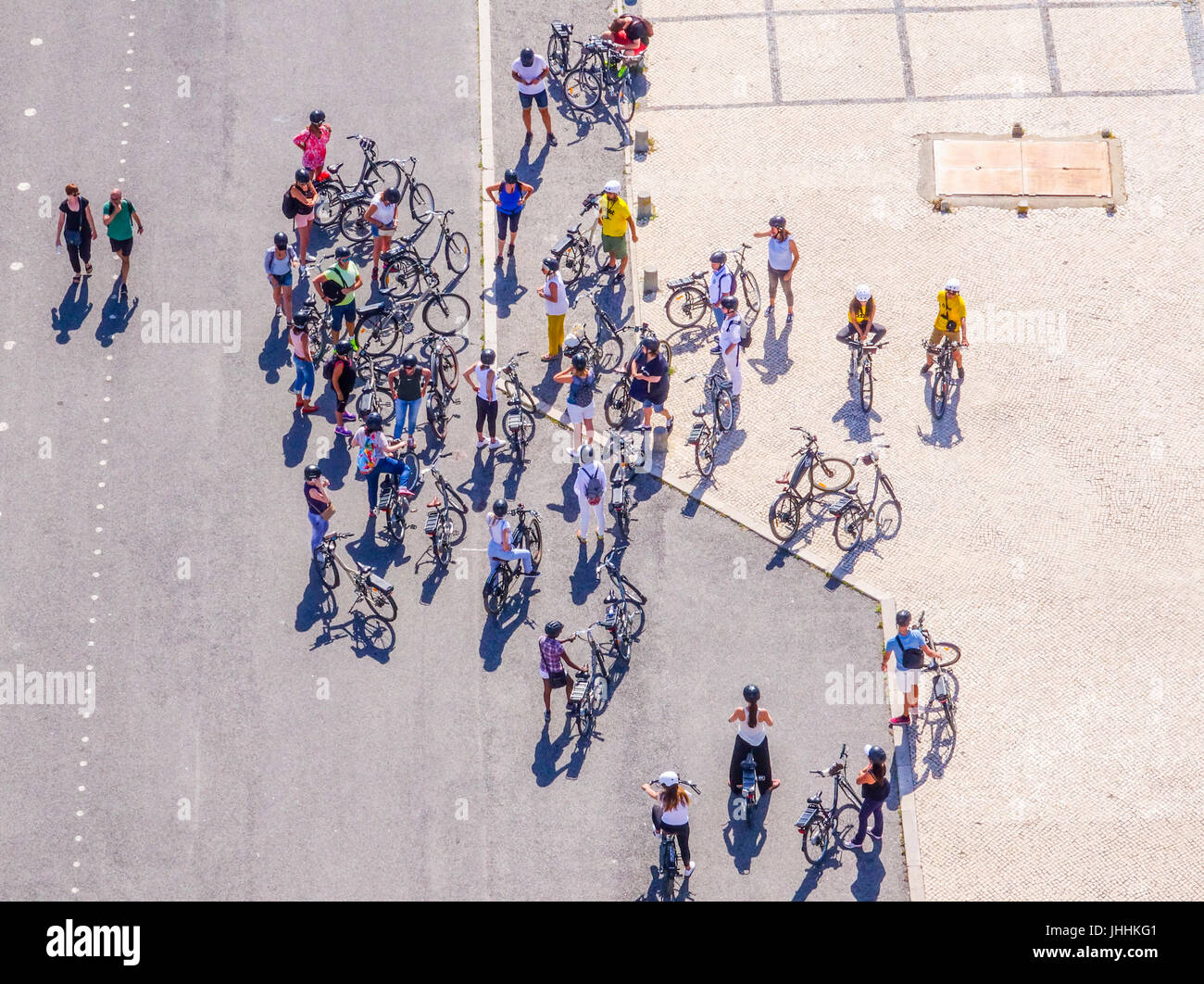 People walking at Tagus River in Lisbon - aerial view - LISBON ...