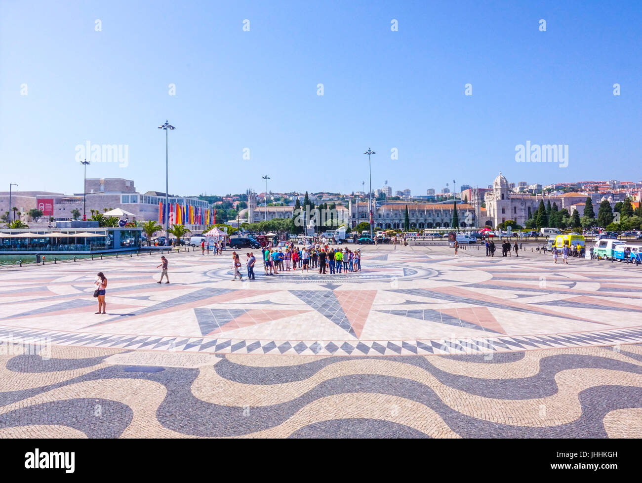 The beautiful square at the Monument of Discoveries in Belem Lisbon ...