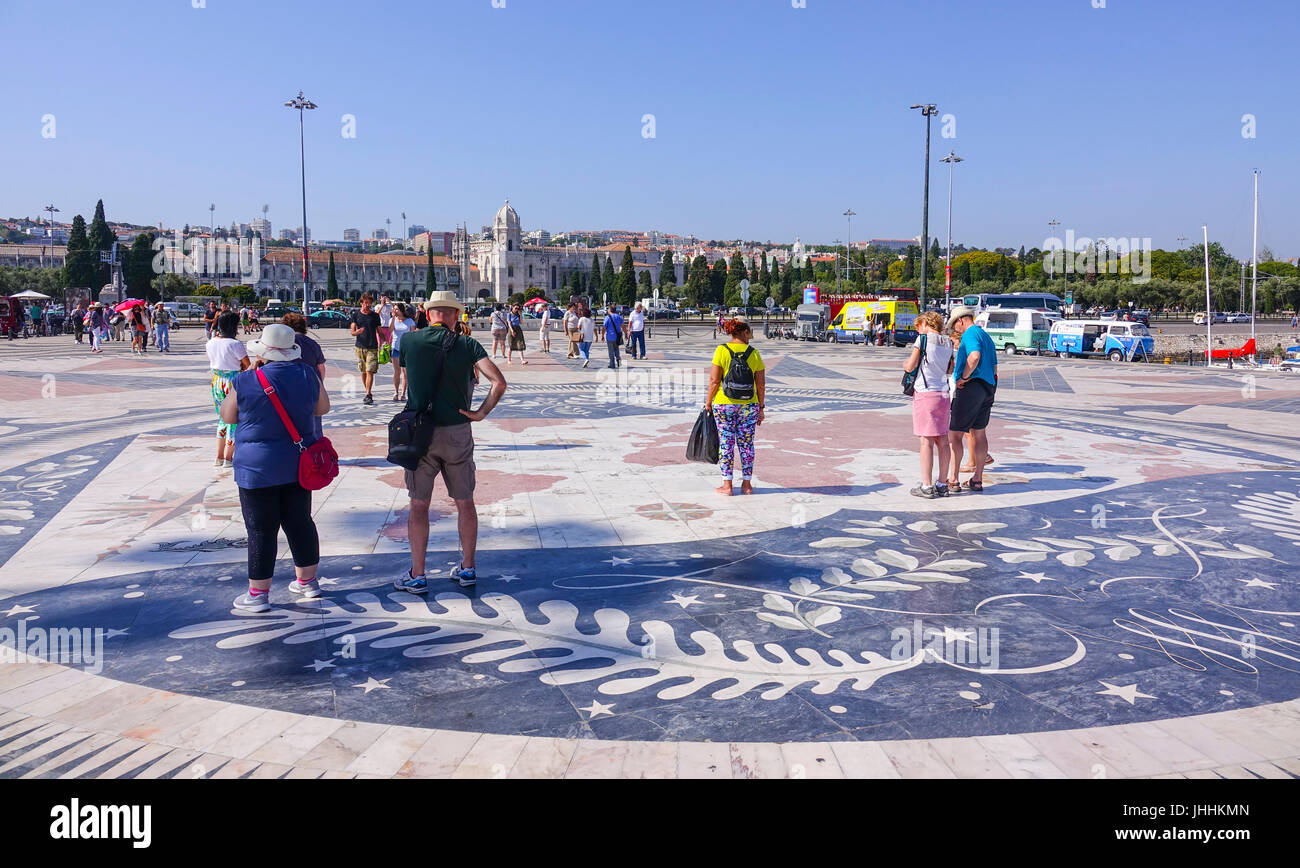 The Square with the famous compass rose at the Monument of Discoveries ...