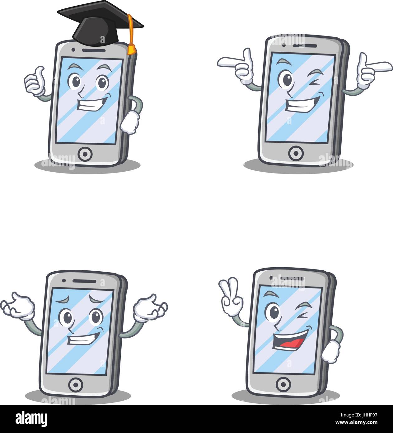 Set of iPhone character with graduation wink grinning Stock Vector ...