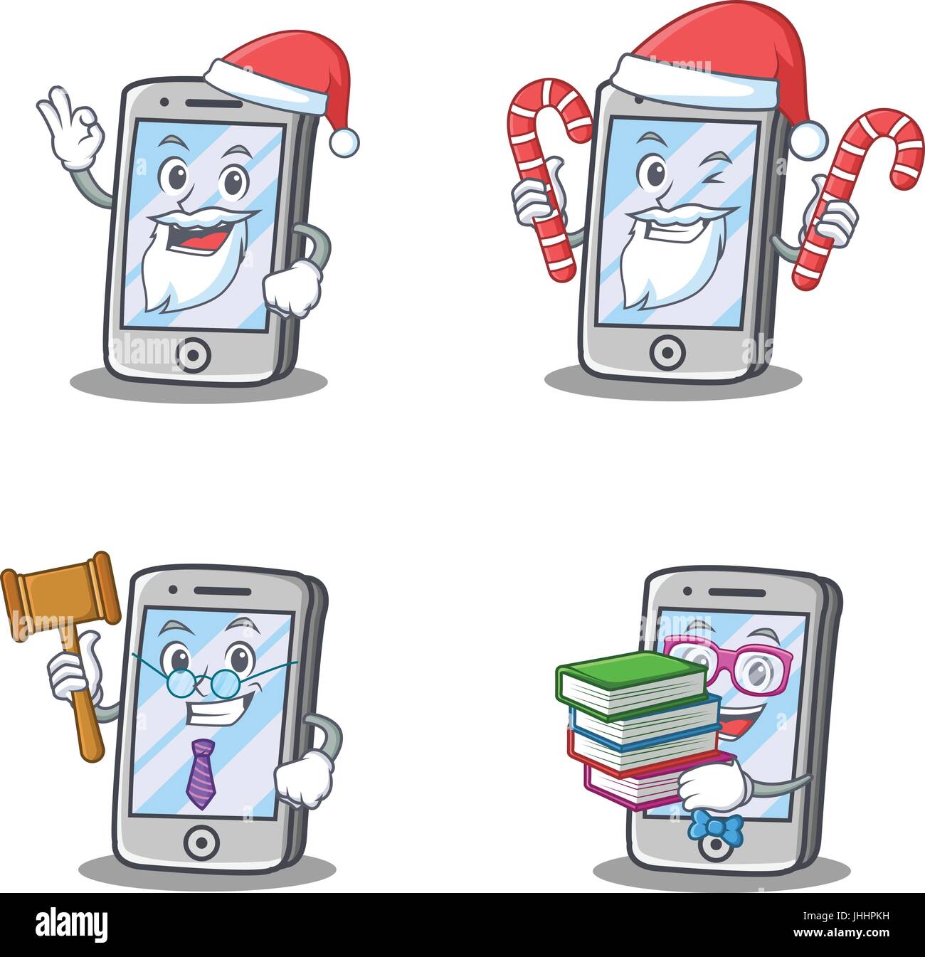Set of iPhone character with judge Santa candy book Stock Vector Image ...