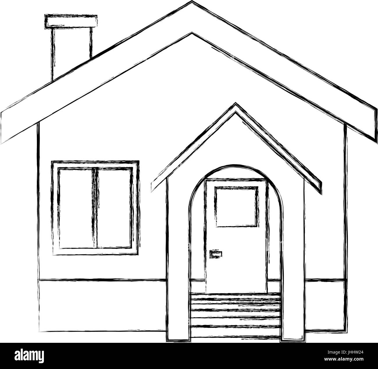 facade house home stairs chimney door exterior Stock Vector Image & Art ...