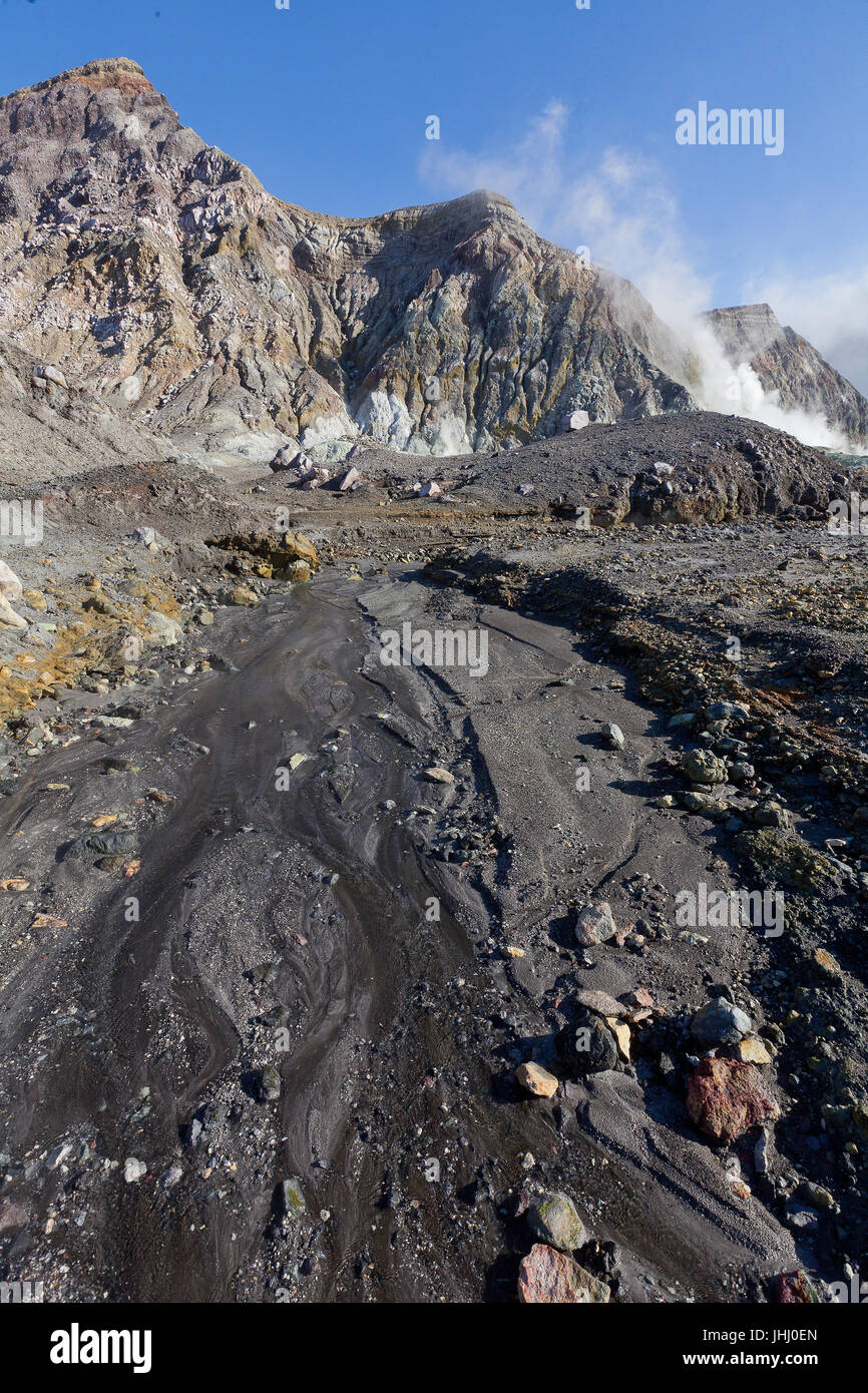 Volcanic landscape on White Island, Bay of Plenty, New Zealand Stock ...