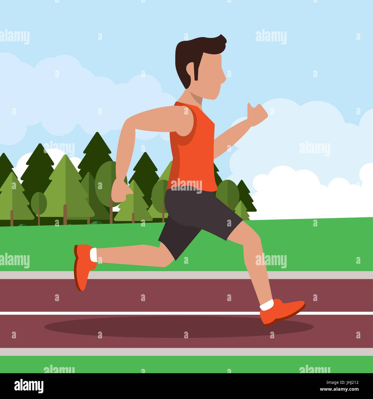 colorful background with male athlete running in athletic track Stock ...