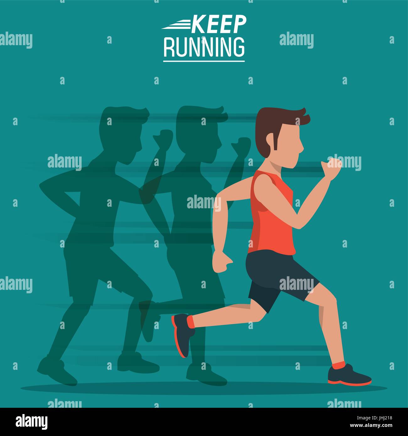 aquamarine background of poster keep running with man athlete with ...