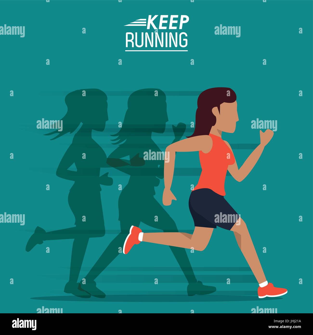 aquamarine background of poster keep running with woman athlete with ...